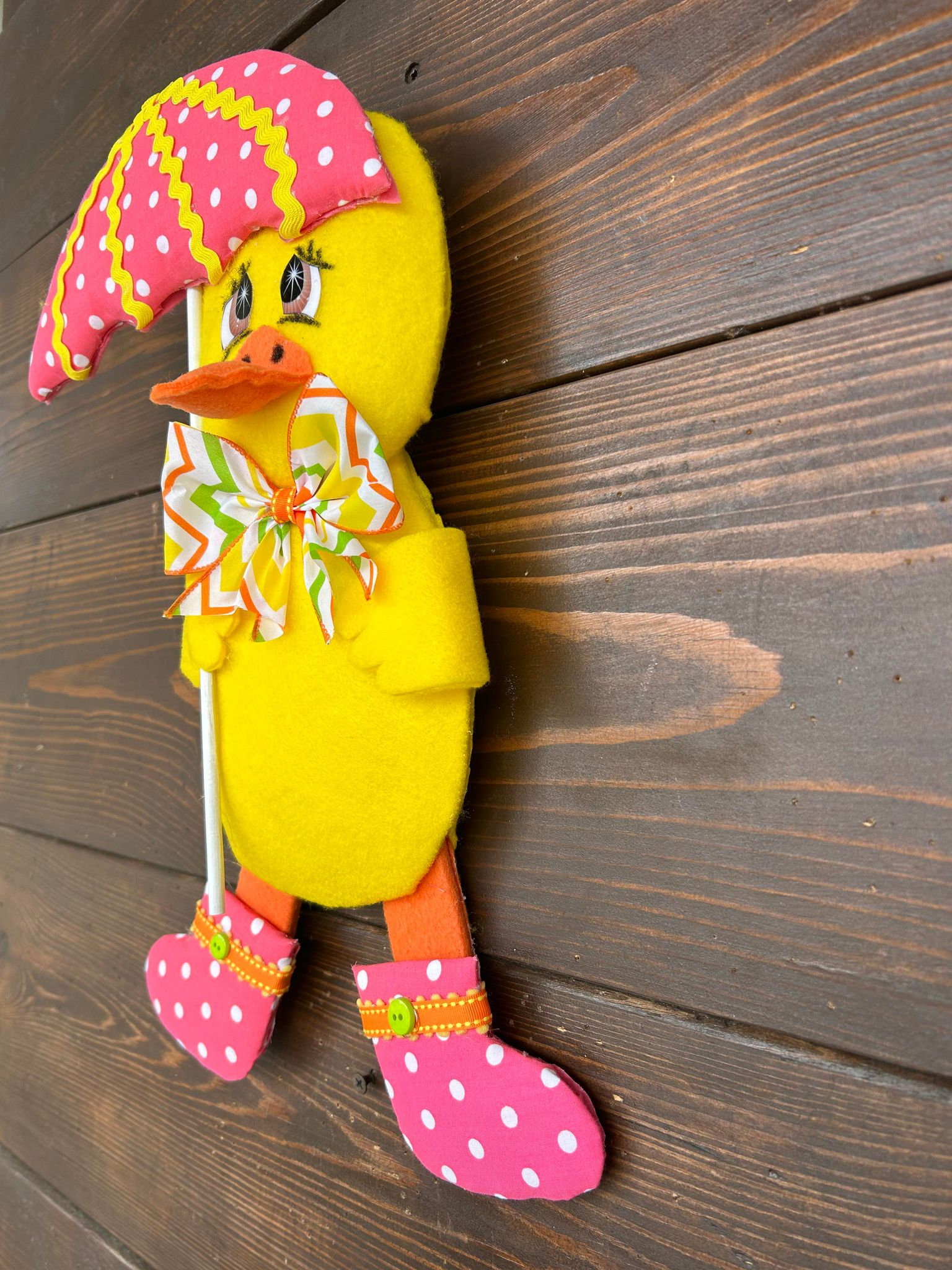 Yellow Spring Duckie With Umbrella Wreath Attachment and Spring Decor ...