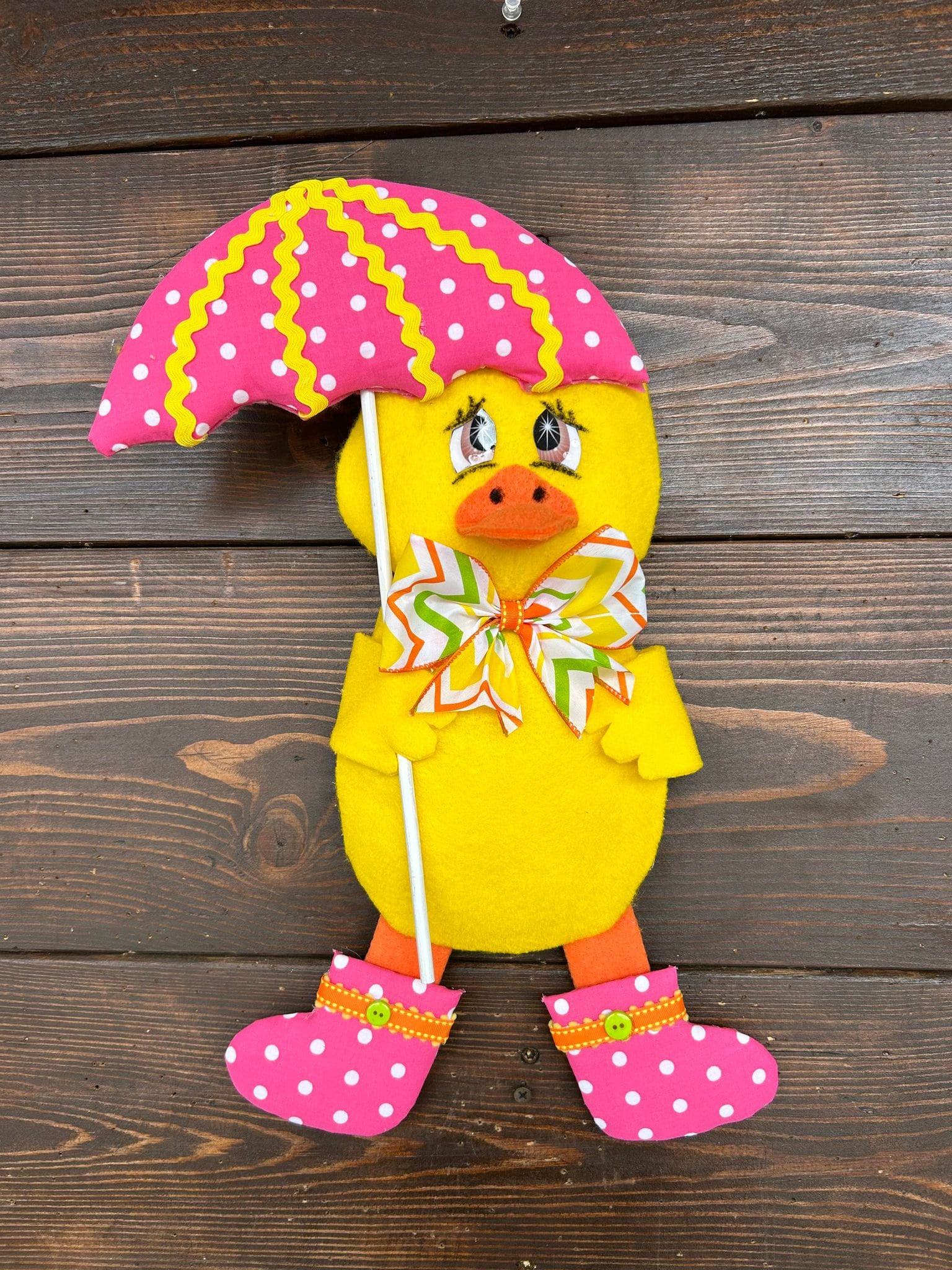Yellow Spring Duckie With Umbrella Wreath Attachment and Spring Decor ...