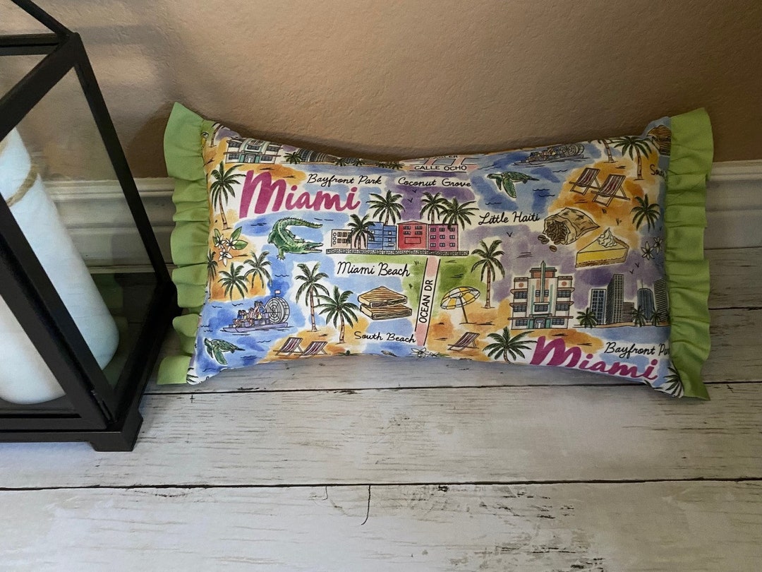 Miami Map Pillow / Travel / Destination Pillow / Florida / Home Decor ...