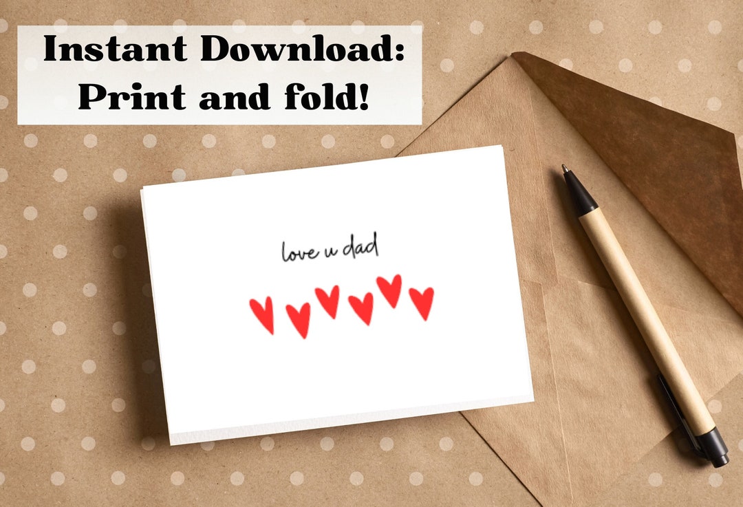 Printable Father's Day Card | Instant Pdf Download | Cute Father's Day ...