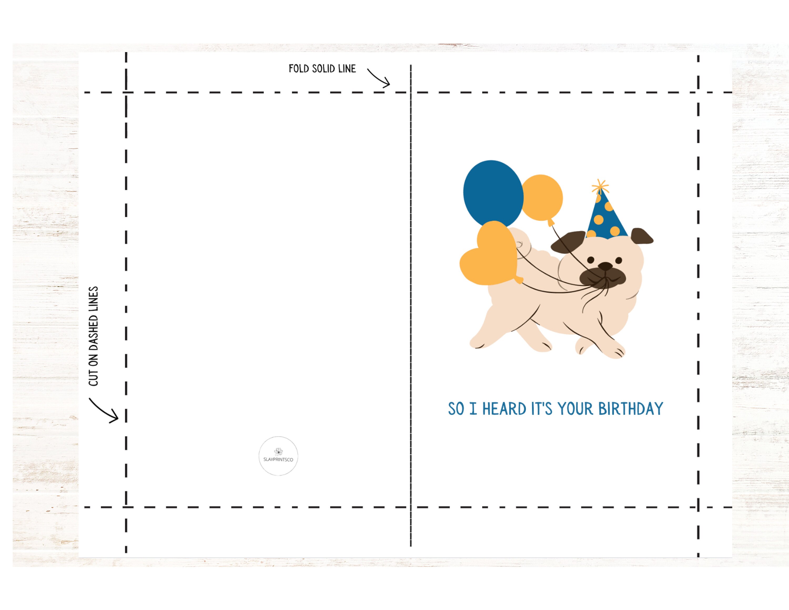 Printable Birthday Card | Digital Birthday Card From Dog | 5x7 Greeting ...
