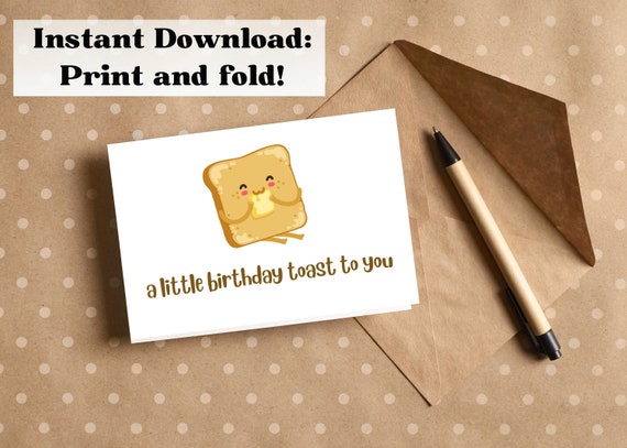 Printable Birthday Card a Toast to Your Birthday Card Cute - Etsy