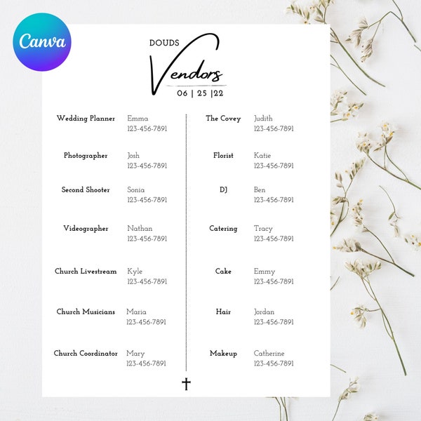 Wedding Vendor List - Etsy