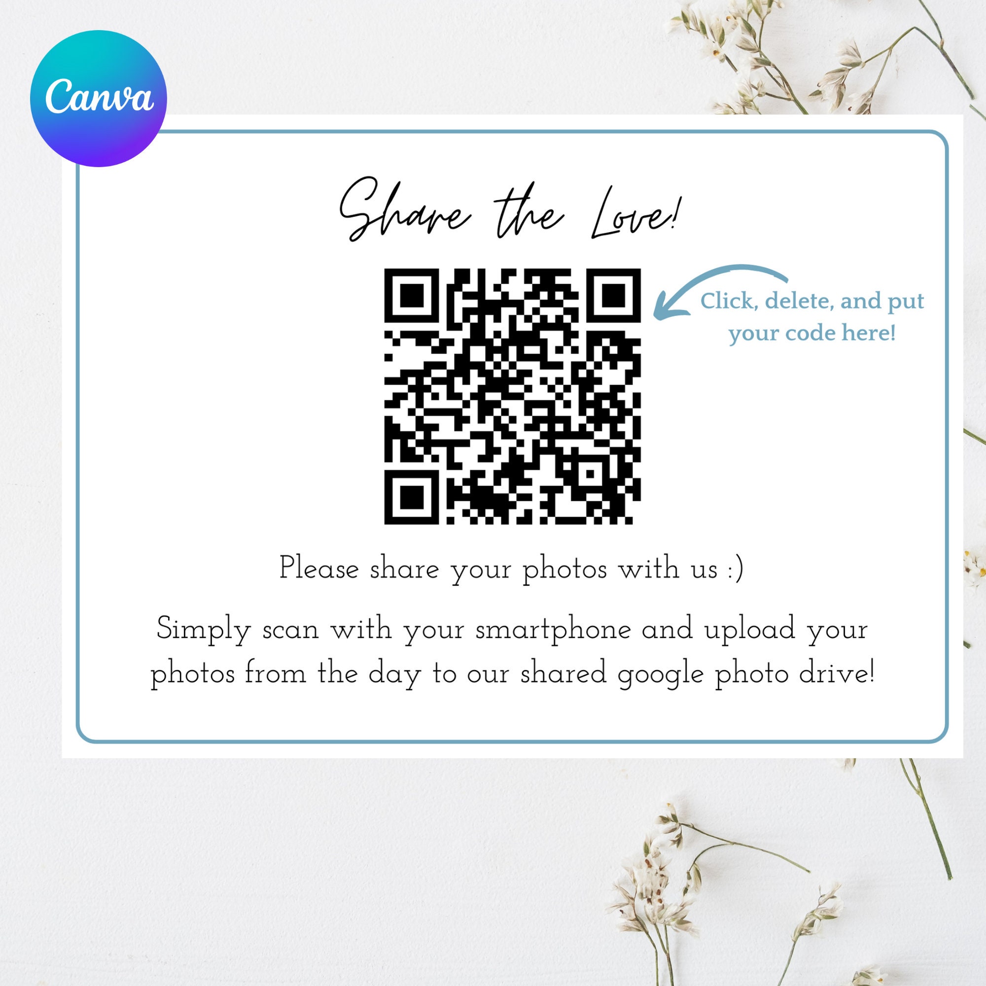 Digital Wedding Photo Album QR Code - Canva Template - Etsy