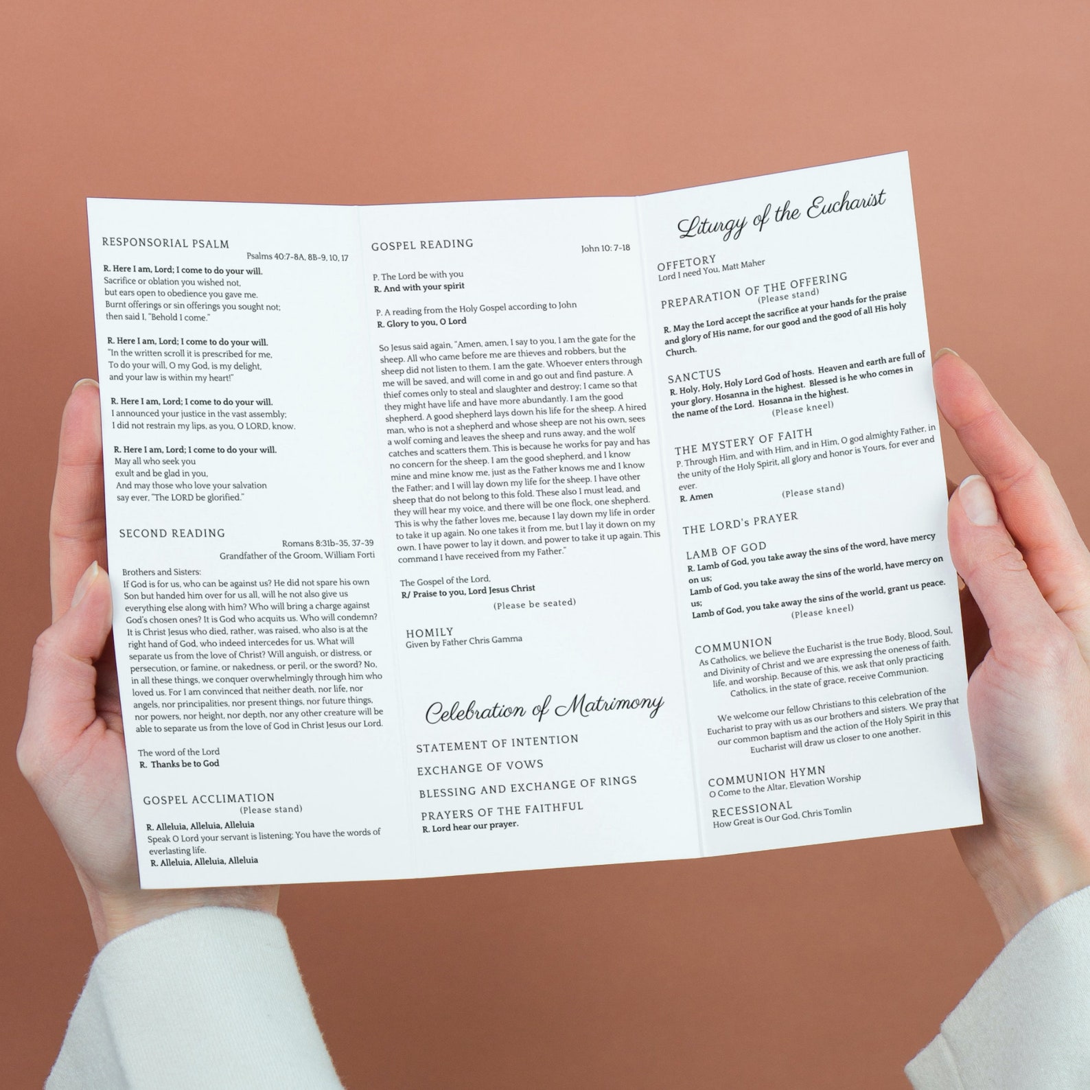 Trifold Catholic Wedding Mass Program Template: Editable Canva Design ...