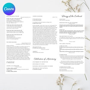 Trifold Catholic Wedding Mass Program Template: Editable Canva Design ...