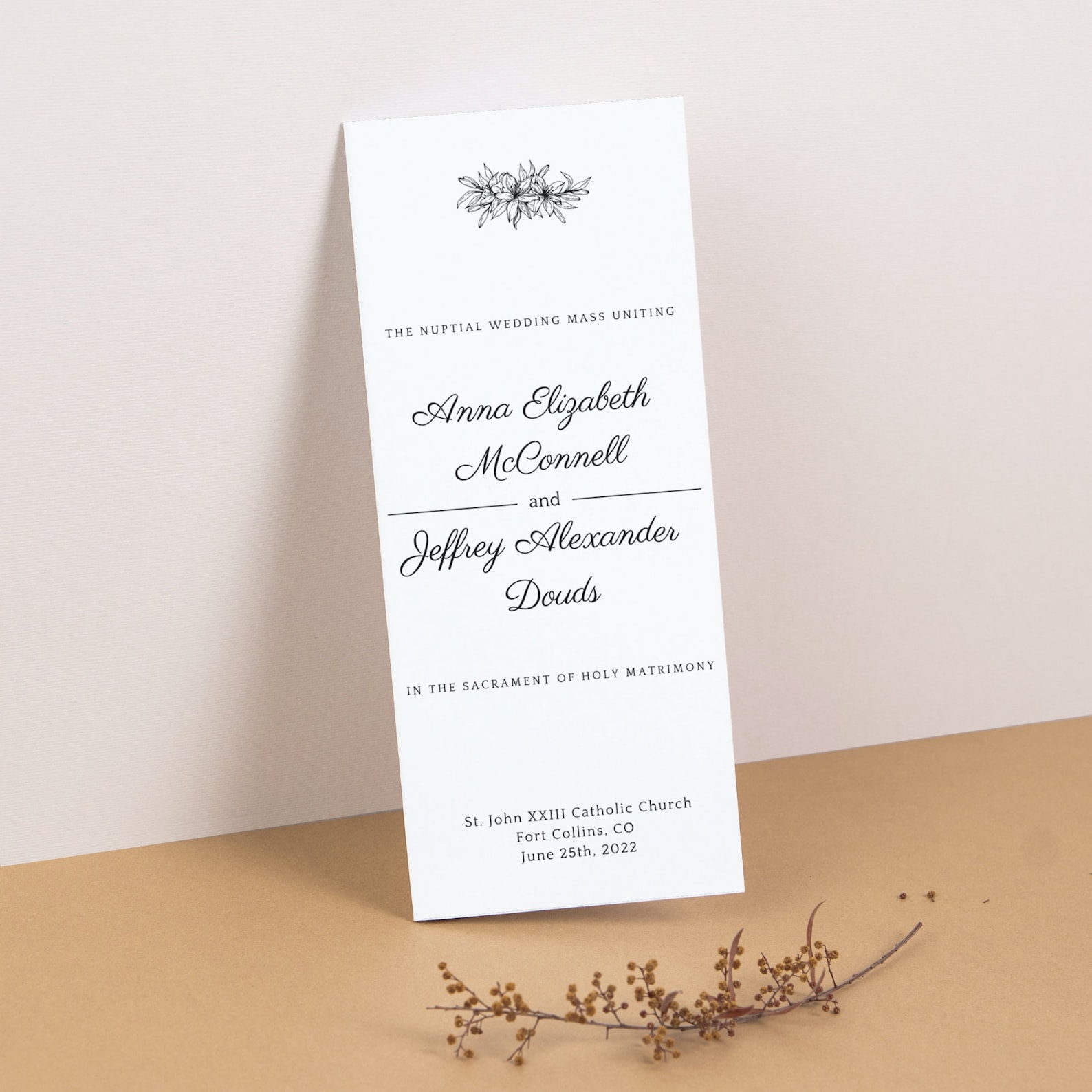 Trifold Catholic Wedding Mass Program Template: Editable Canva Design ...