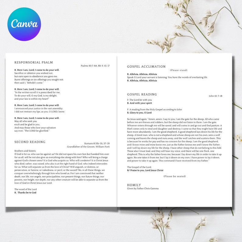 Catholic Wedding Mass Program Template: Full Nuptial Booklet (digital ...