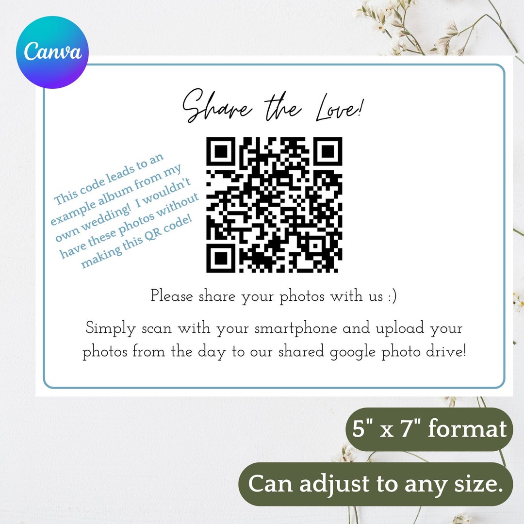 Digital Wedding Photo Album QR Code - Canva Template - Etsy