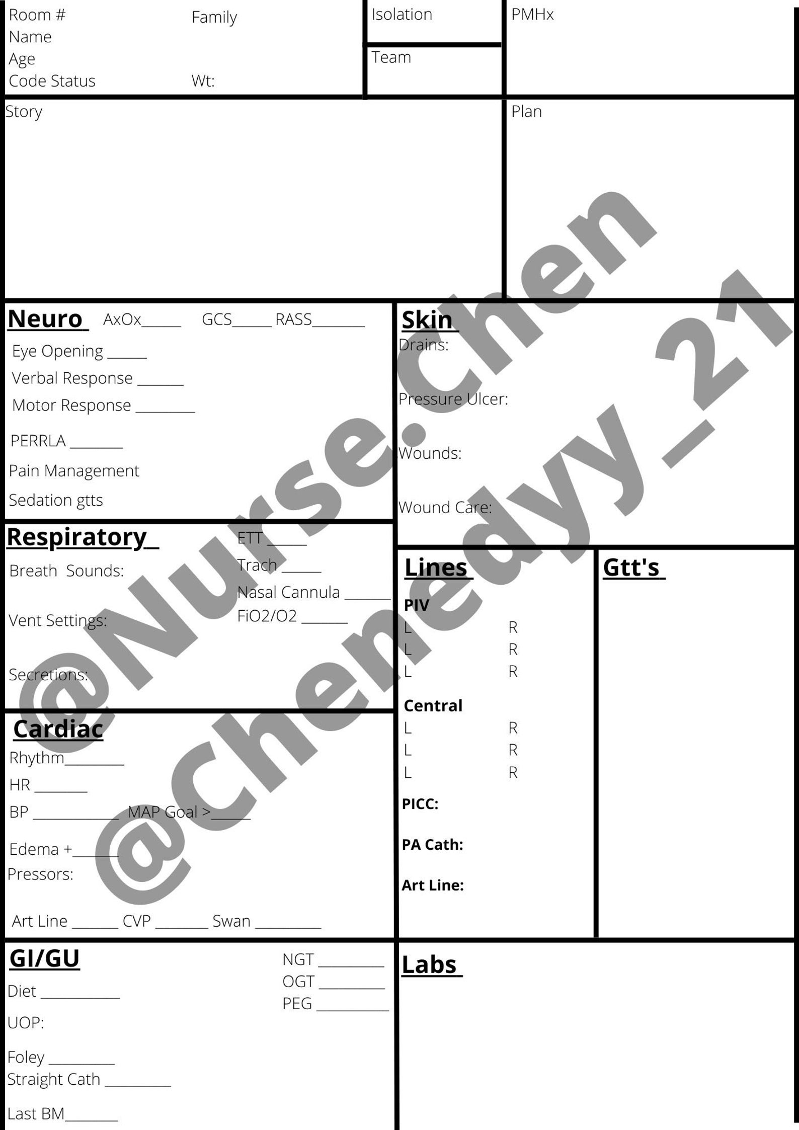 The BEST ICU Report Sheet - Etsy