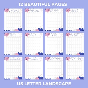 2024 Printable Monthly Calendarmodern Floral Calendar | 2024 Calendar ...