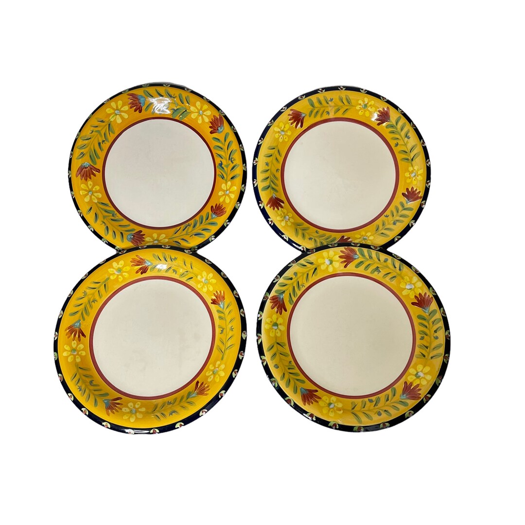 Pier 1 Imports Set of 4 Dinner Plates Doneva Hand Painted Earthenware ...