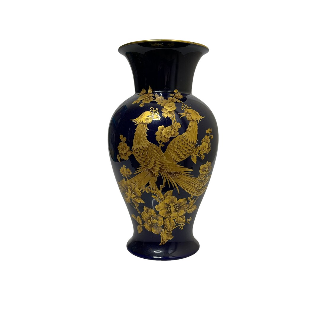 Kaiser Germany Symphonie Cobalt Blue and Gold Peacock Vase 9 Nossek ...