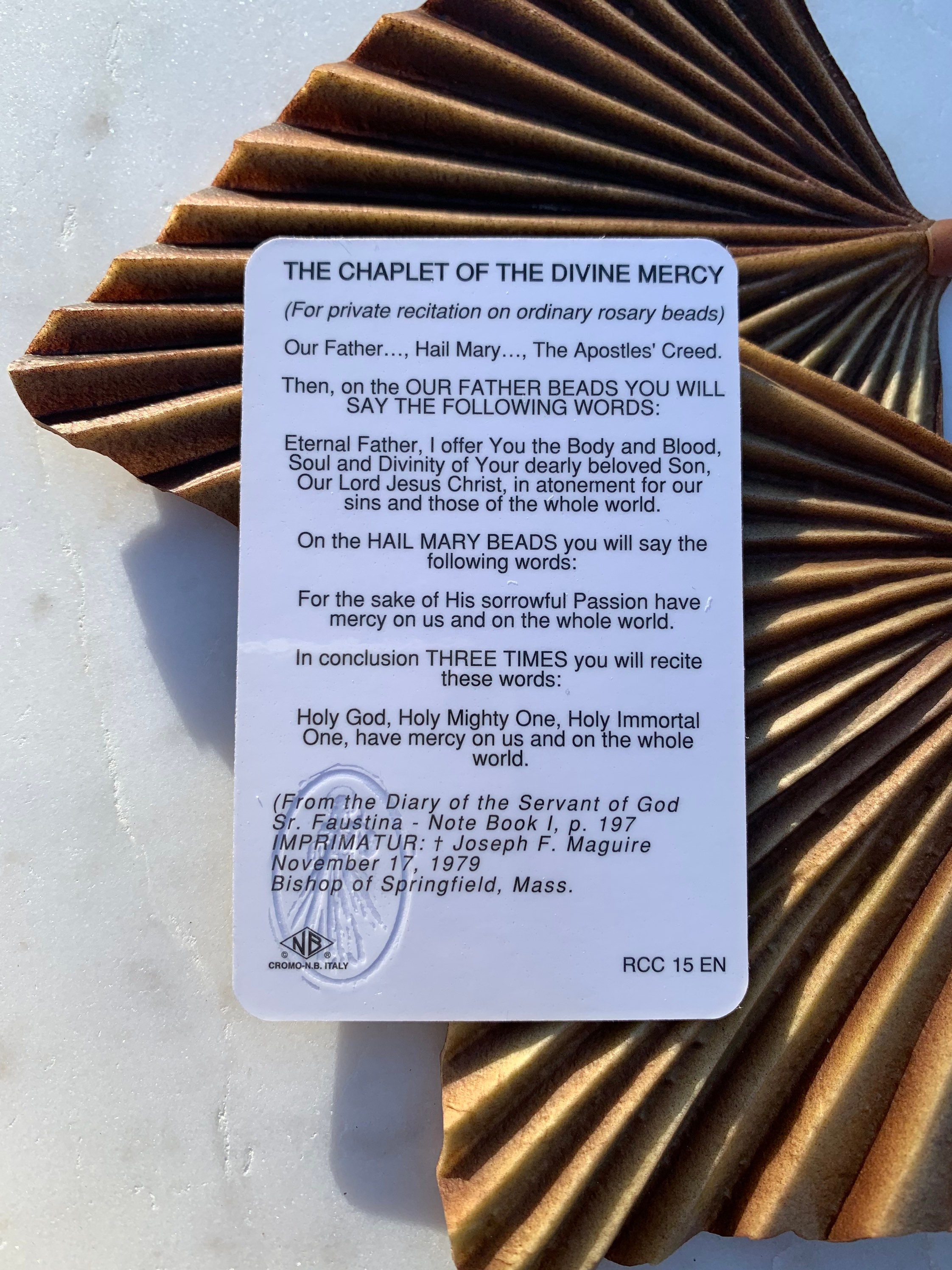 The Chaplet of the Divine Mercy Prayer Card, Wallet Size Prayer Card ...