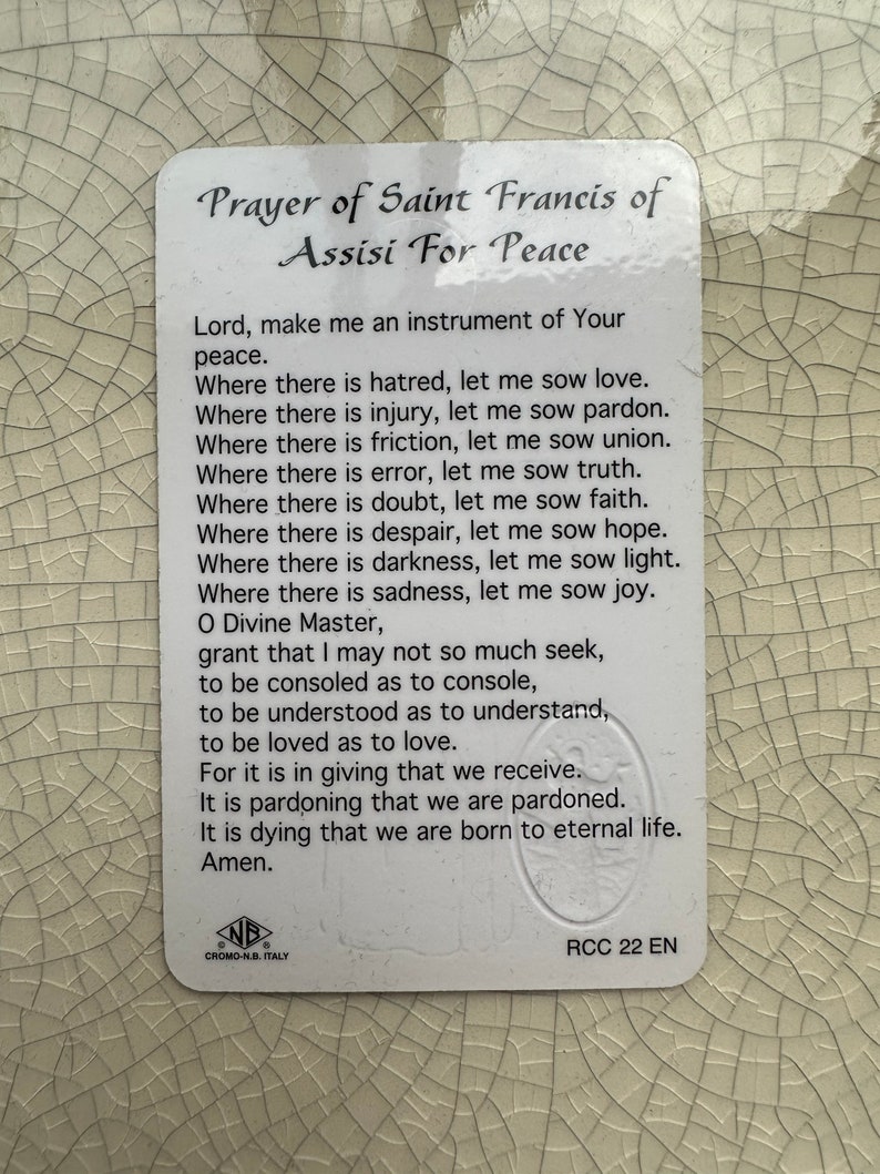 Prayer of Saint Francis of Assisi for Peace / Wallet Size Prayer Card - Etsy