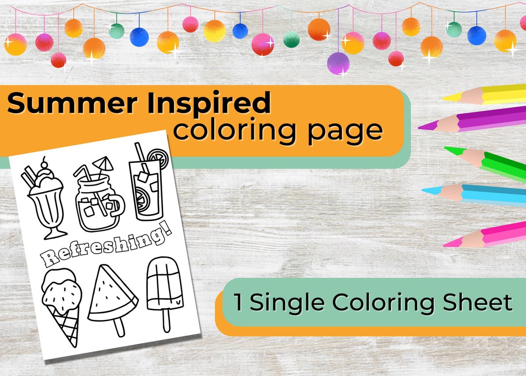 Downloadable Summer Coloring Page | Printable Summer Page | Digital ...