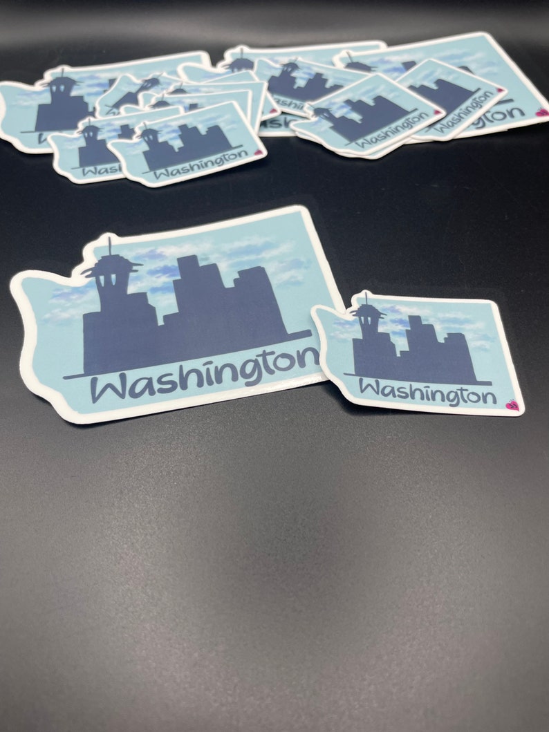 Washington State Outline Sticker - Space Needle Skyline - Etsy