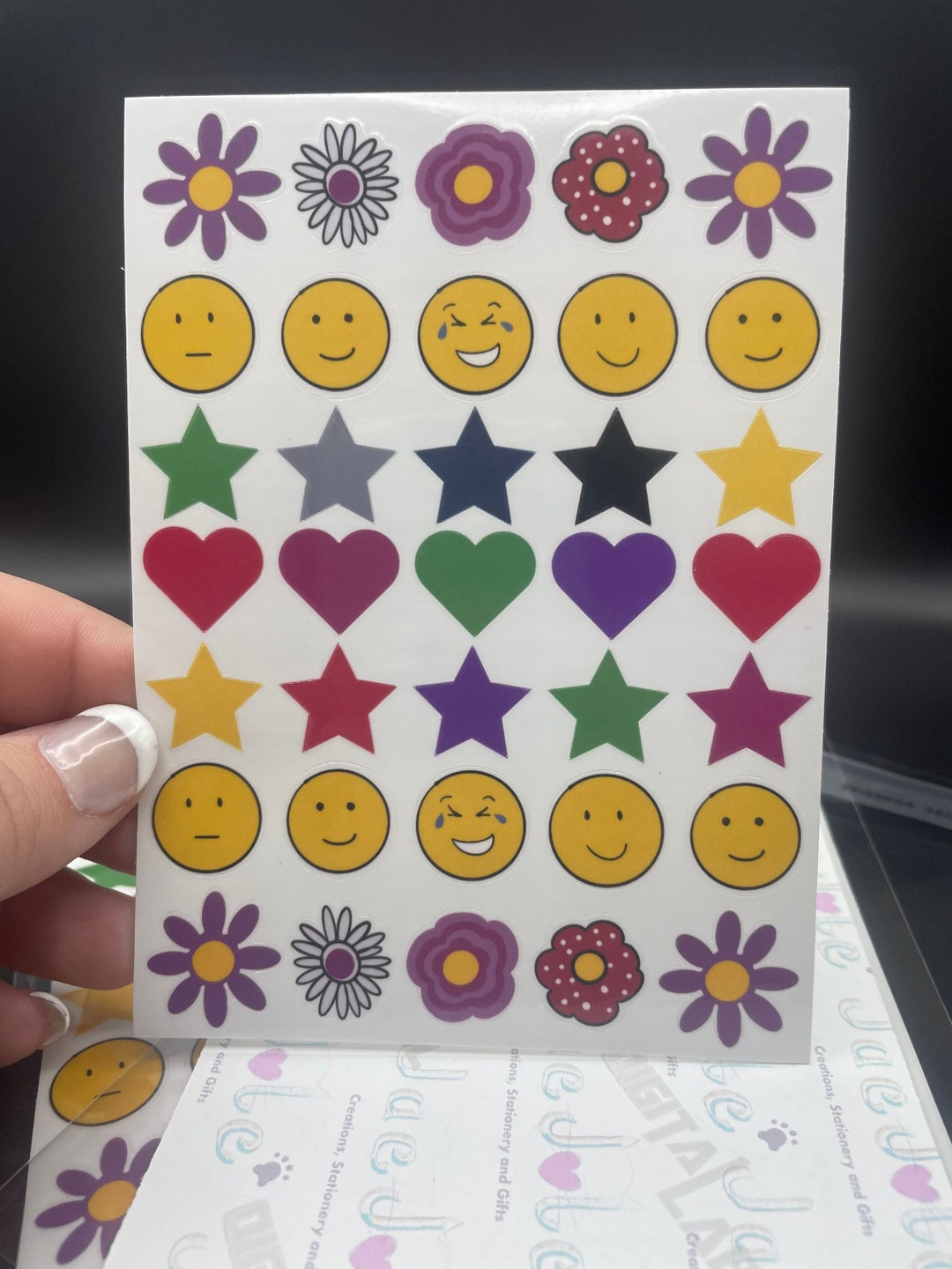 Kids Reward Stickers: Flowers, Emojis, Stars & Hearts (2 Sheets) - Etsy