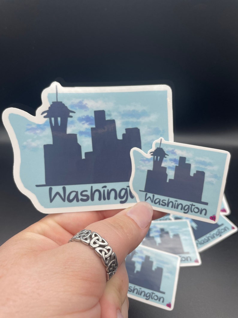 Washington State Outline Sticker - Space Needle Skyline - Etsy
