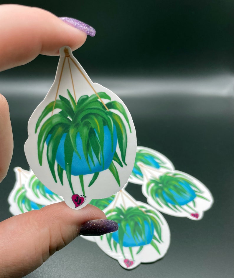 Plant Sticker Hanging Spider Plant Sticker - Etsy