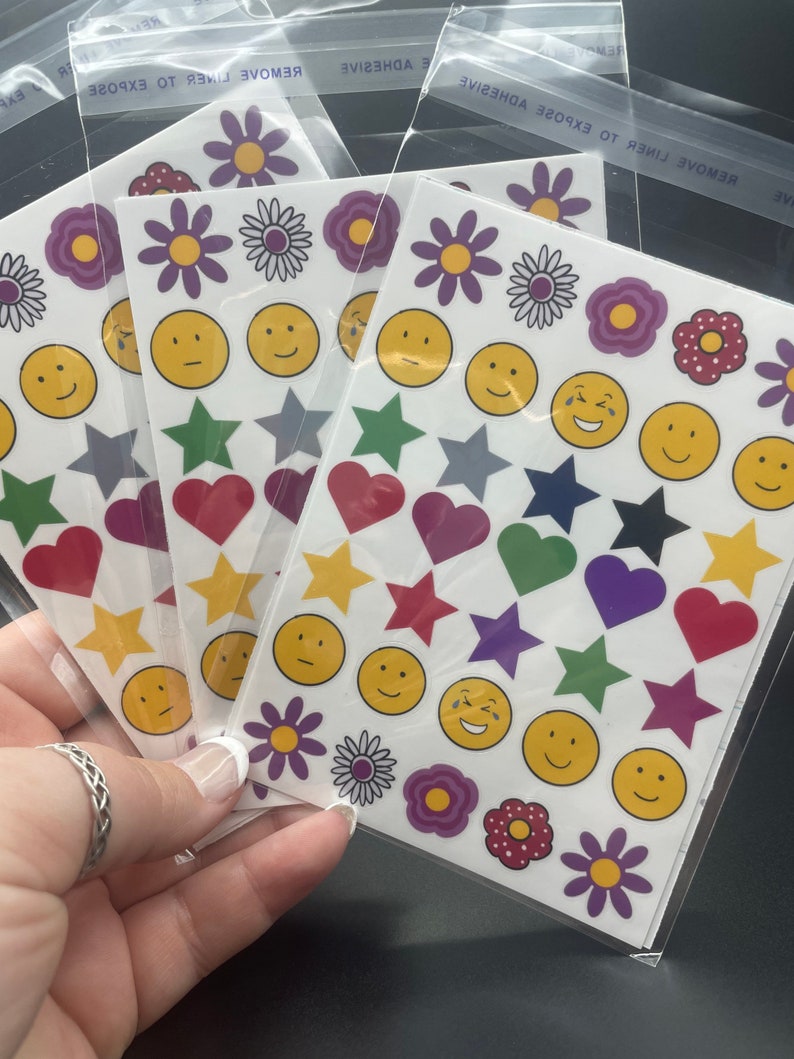 Kids Reward Stickers: Flowers, Emojis, Stars & Hearts (2 Sheets) - Etsy