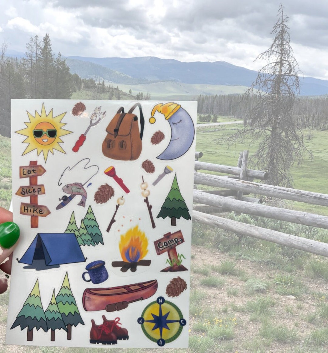 Camping Stickers, Kids Adventure, Waterproof Vinyl, 2 Sheets - Etsy