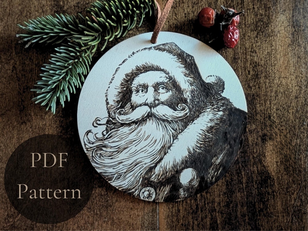 Vintage Santa Pyrography Woodburning PDF Pattern Stencil for Christmas ...