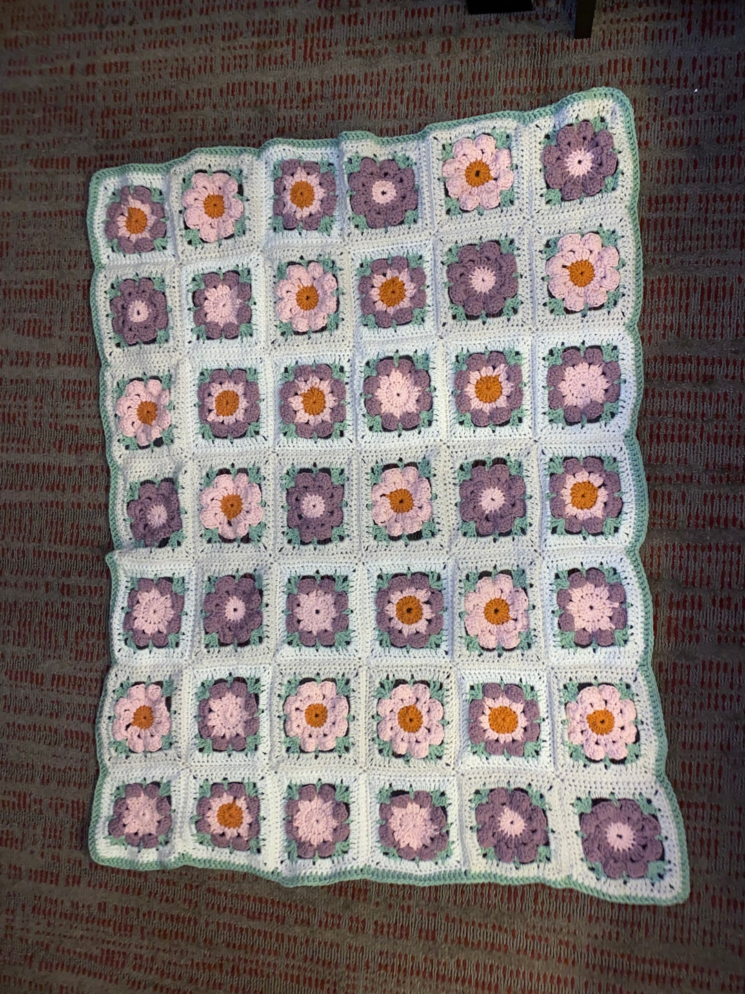 Flower Granny Square Afghan - Etsy