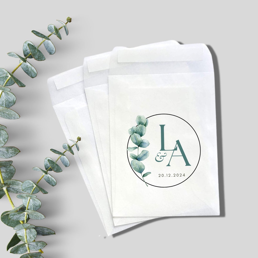 Personalized Glassine Wedding Favor Bags, Biodegradable Glassine Bags ...