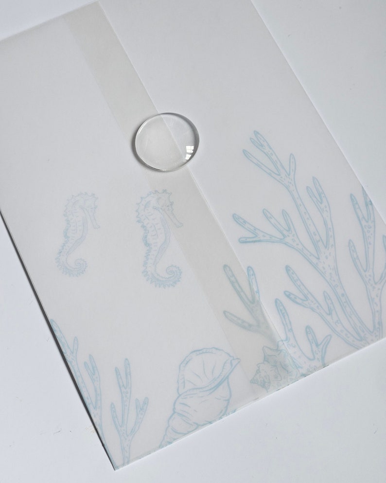 Vellum Jacket Blue Beach Theme, 5x7 Wedding Invitations, Beach Theme Printed Vellum Wedding ...