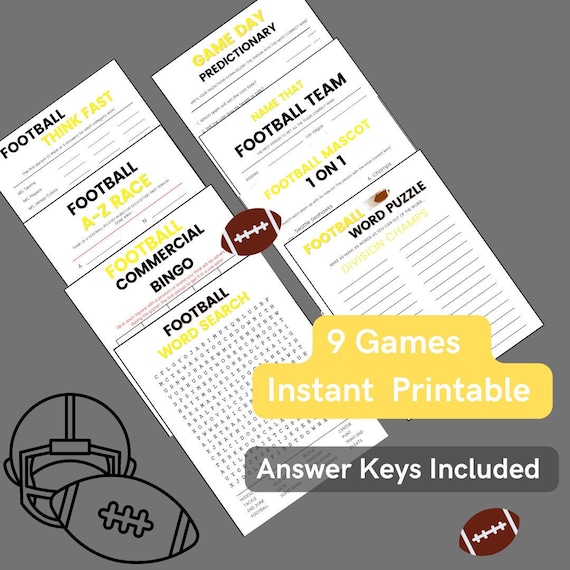Football Party Games Instant Download. Tailgate Games . NFL - Etsy