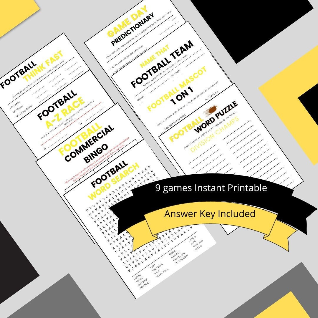 Football Party Games Instant Download. Tailgate Games . NFL Games ...