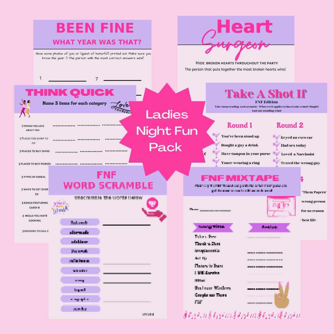 Divorce Party Games Printable Breakup Party Games Bundle Bonus Game FNF ...