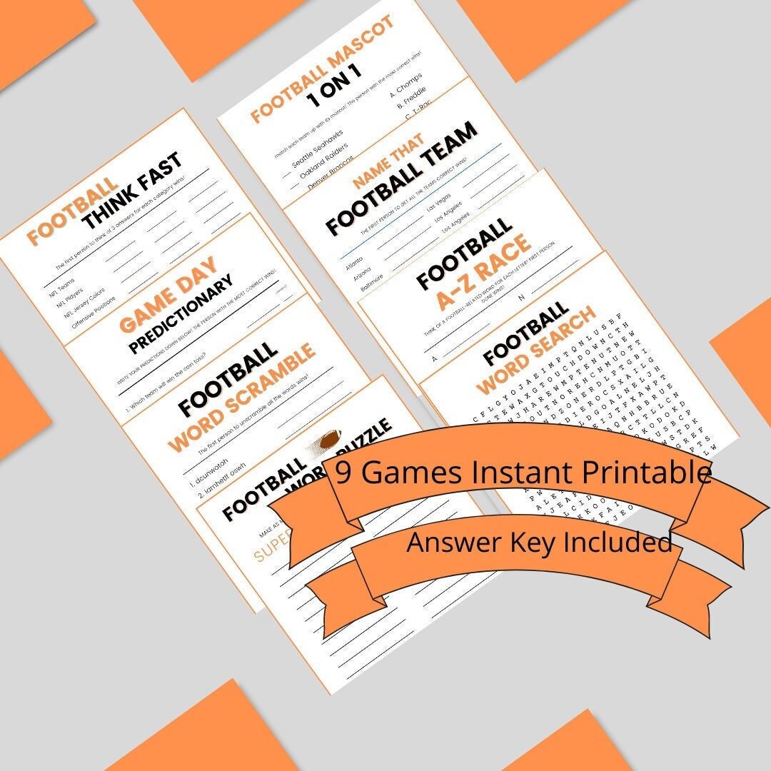 Football Party Games Instant Download. Tailgate Games . NFL Games ...