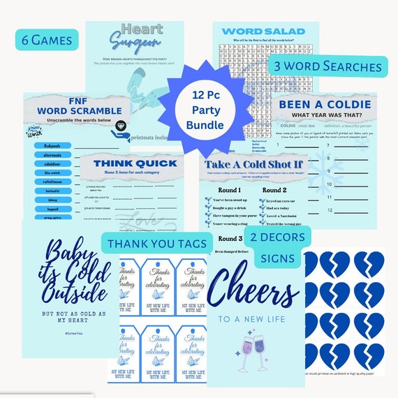 Breakup Party Games Words Searches for Women Break up Party - Etsy