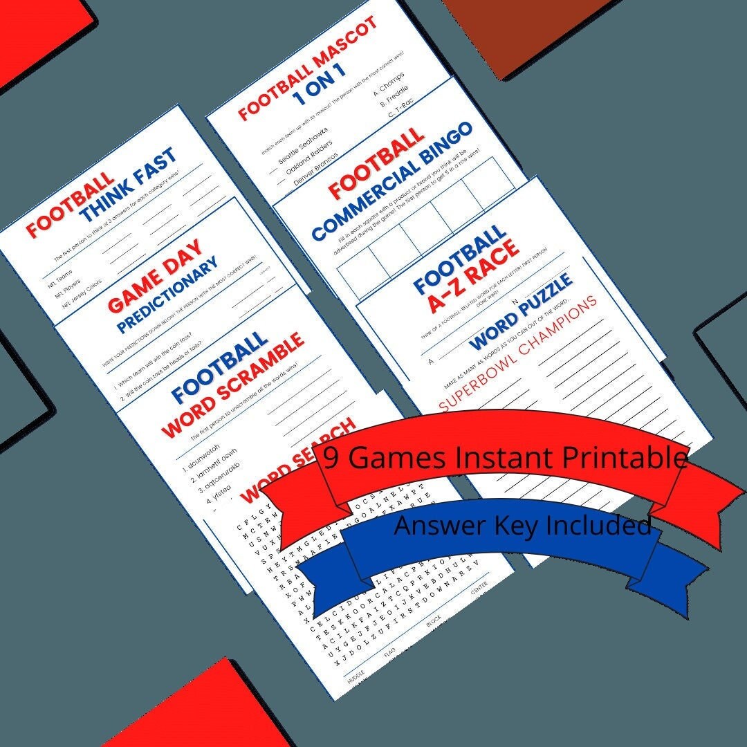 Football Party Games Instant Download. Tailgate Games . NFL Games ...
