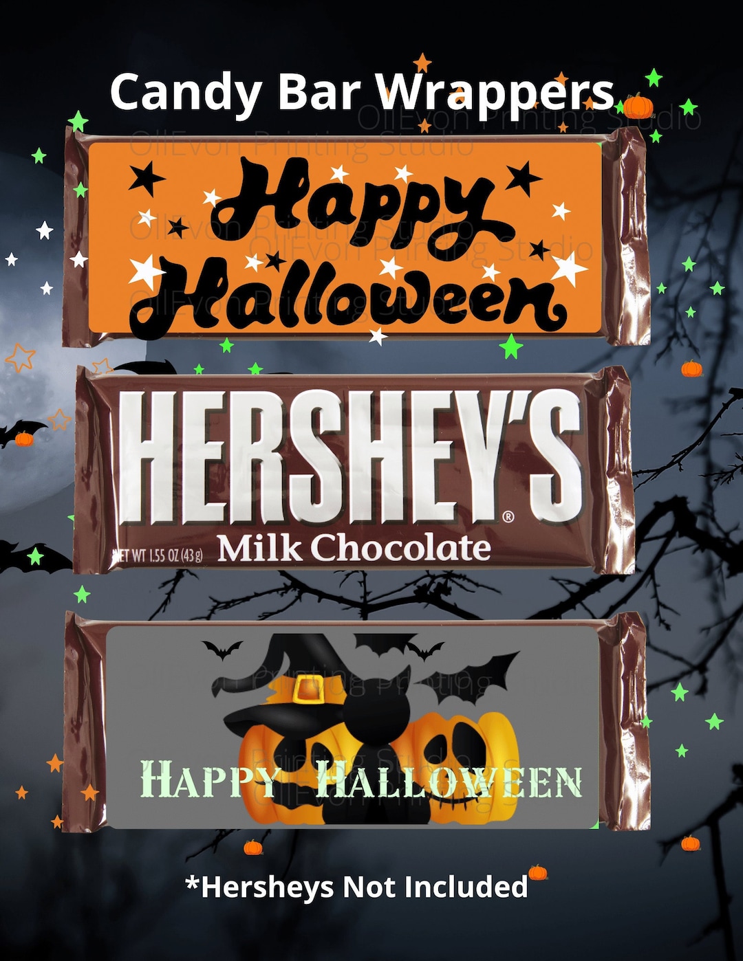 Halloween Candy Bar Wrappers Printable Bundle Gift Halloween Decoration ...