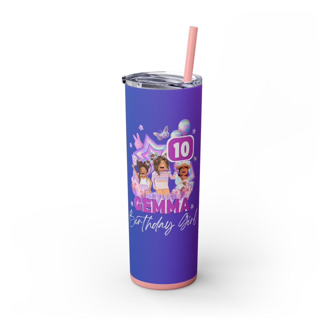 10th Birthday Roblox Skinny Tumbler With Straw, 20oz - Etsy