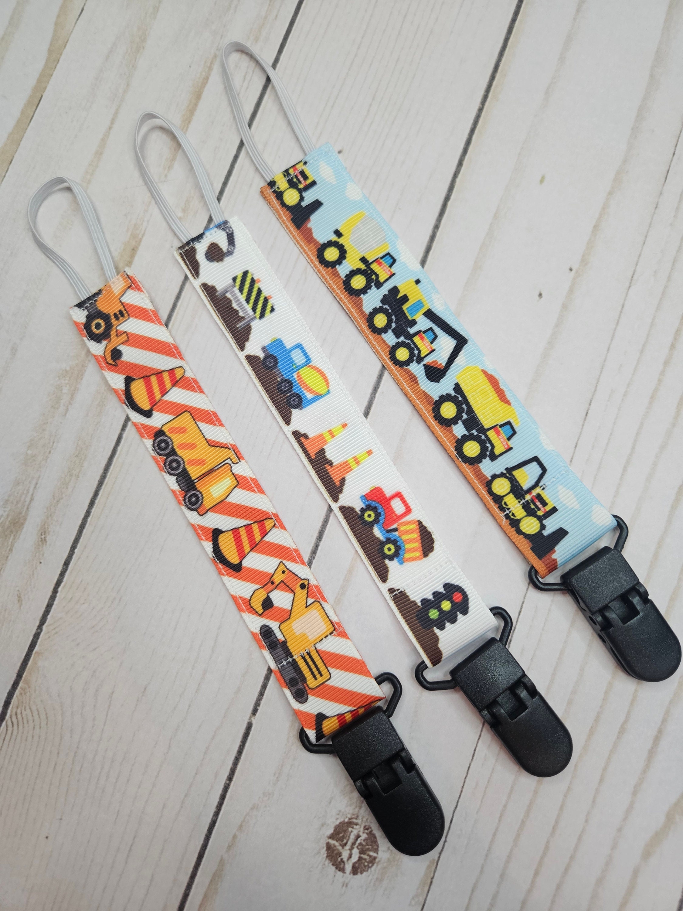 Construction Tractor Car Pacifier Clip / Baby Shower Gift / Fabric ...