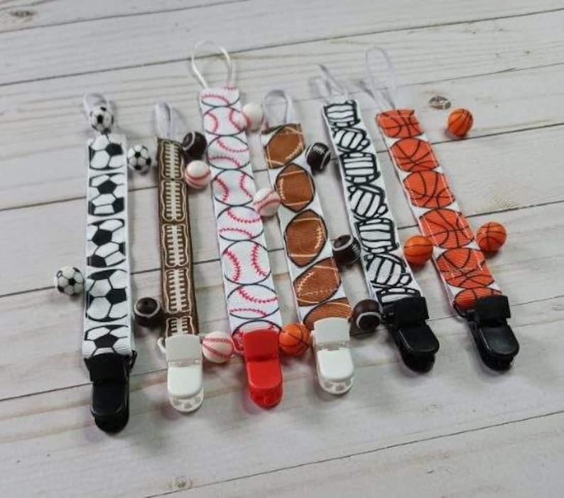 Sports Pacifier Clip / Baby Shower Gift / Fabric Pacifier Clip ...