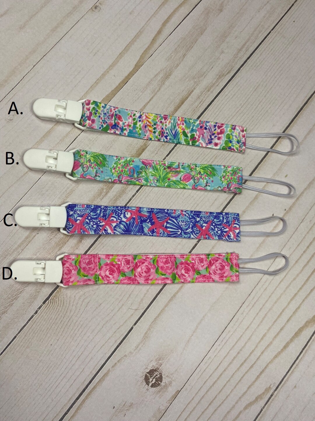 Lilly Inspired Pacifier Clip/ Baby Shower Gift / Fabric Pacifier Clip ...