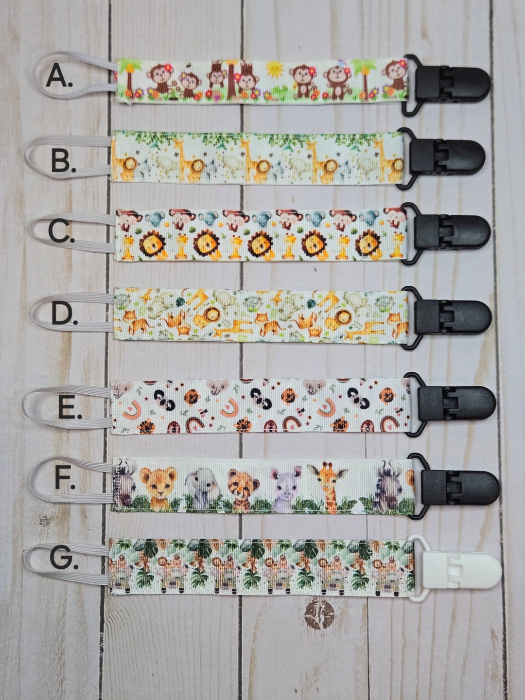 Jungle Animal Pacifier Clip / Lion / Monkey / Baby Shower Gift ...