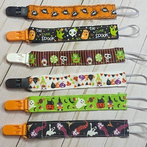 Halloween Pacifier Clip / Baby Shower Gift / Fabric Pacifier Clip ...
