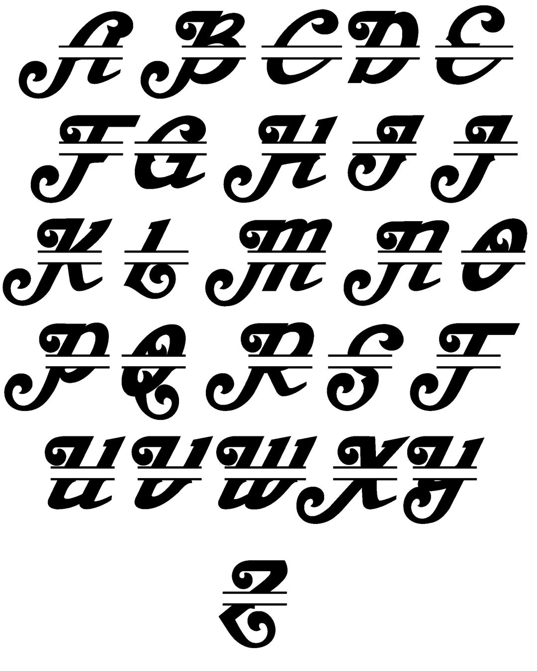 Cursive Split Monogram Set SVG - PNG - Digital Download. - Etsy