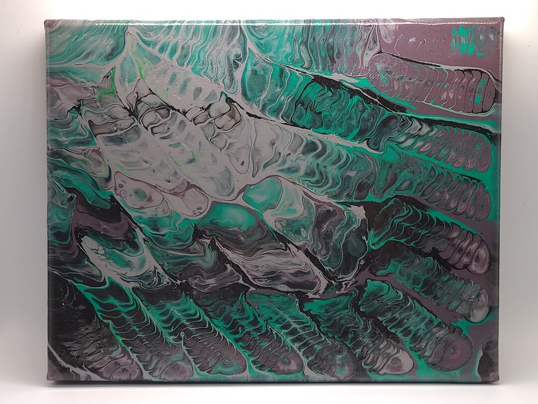 8X10 Acrylic Paint Pour Chameleon Abstract Art Original on Canvas - Etsy