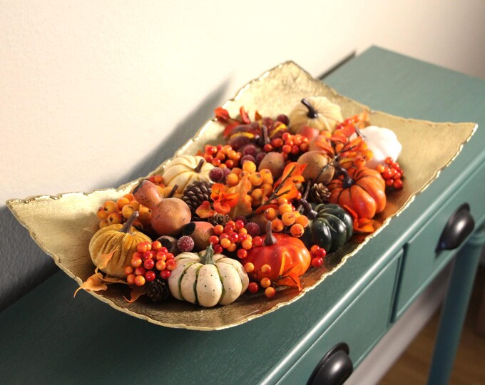 Fall Centerpiece, Pumpkin Table Decor, Thanksgiving Centerpiece, Golden ...