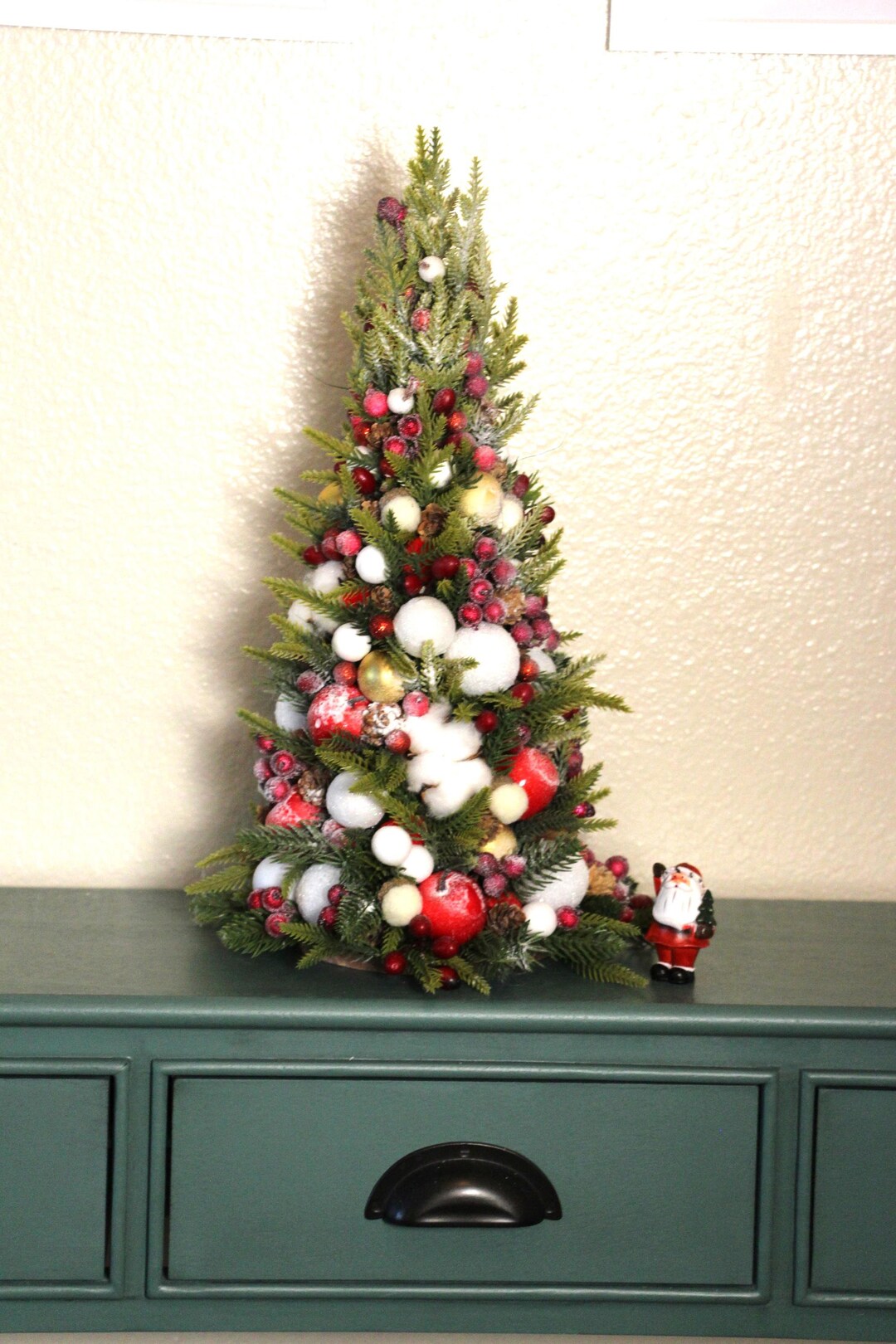 Handmade Mini Christmas Tree With Berries, Table Top Xmas Tree, Unique ...