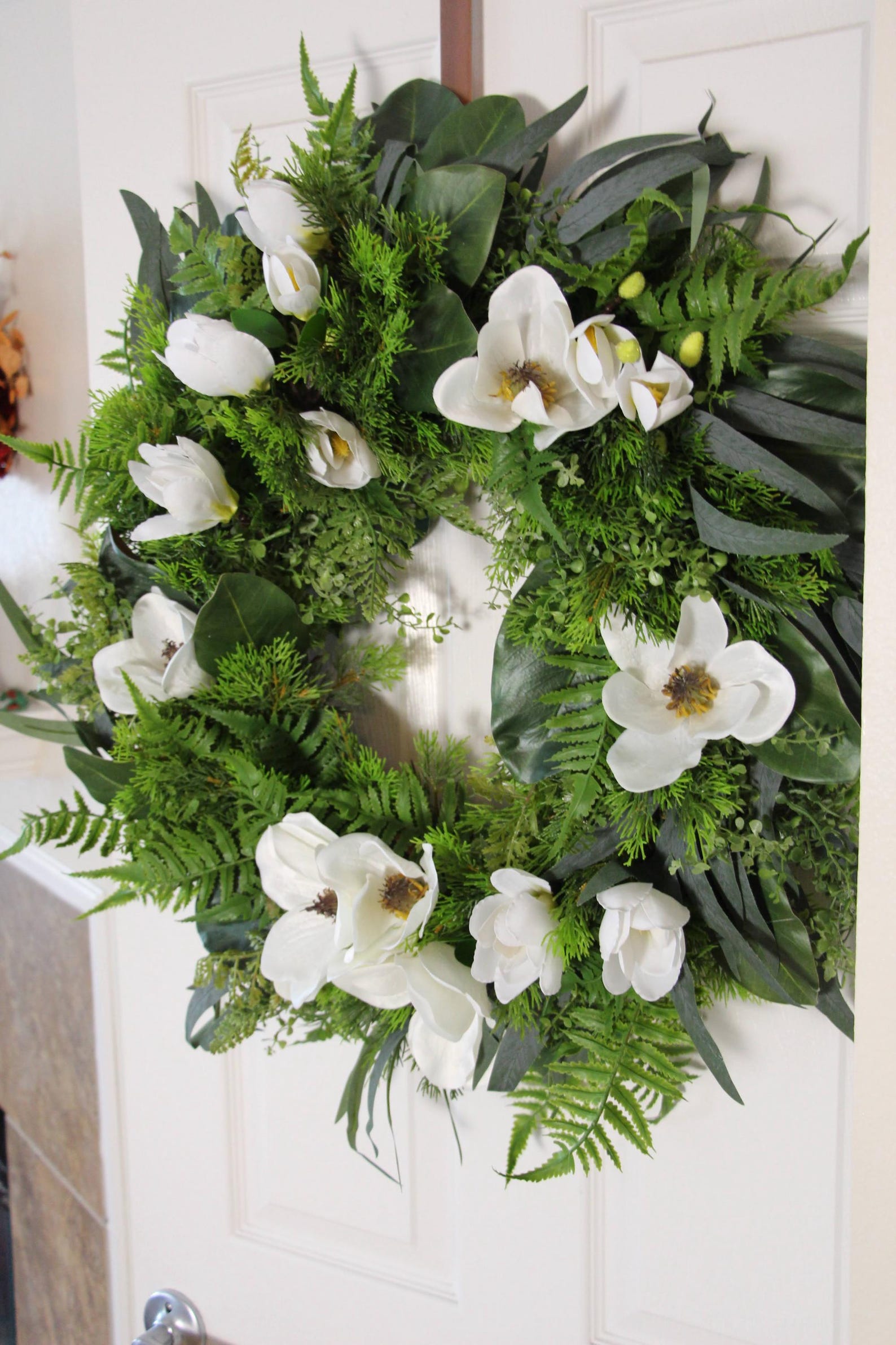 Magnolia Flower Wreath: Elegant Greenery Grapevine Wreath (23 Inch) - Etsy