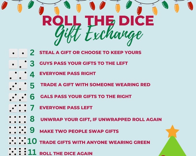 Roll the Dice Gift Exchange Game Rules White Elephant - Etsy