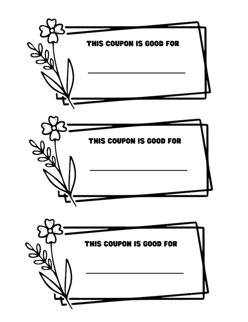 Printable Blank Gift Coupon Birthday Anniversary Appreciation - Etsy